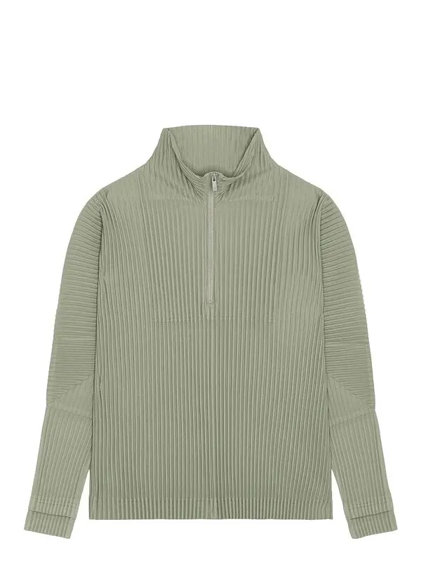 Issey Miyake Monthly Colors November Turtleneck Quarter Zip Pullover - Mangan Green