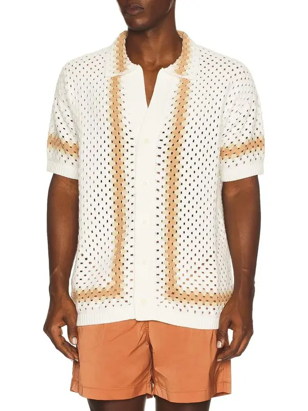 Frescobol Carioca Marques Crochet Cardigan Shirt - Ivory