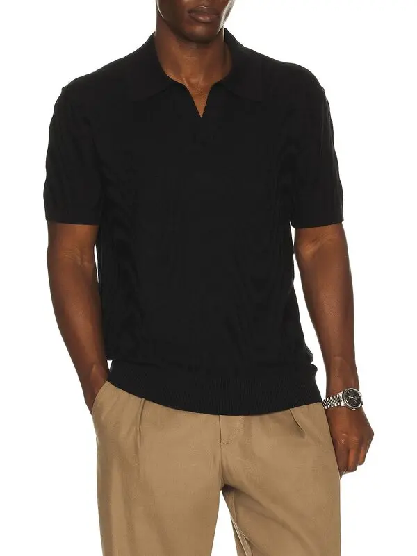 Frescobol Carioca Rino Jacquard Knit Polo - Black