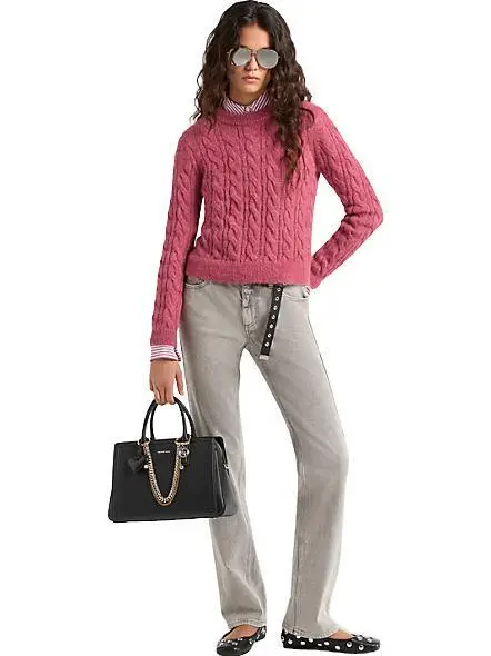 Michael Kors Cable Knit Alpaca Blend Sweater - Pink
