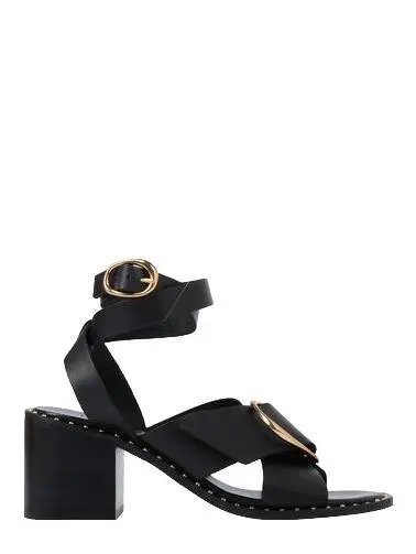 Maje Leather Sandals - Black