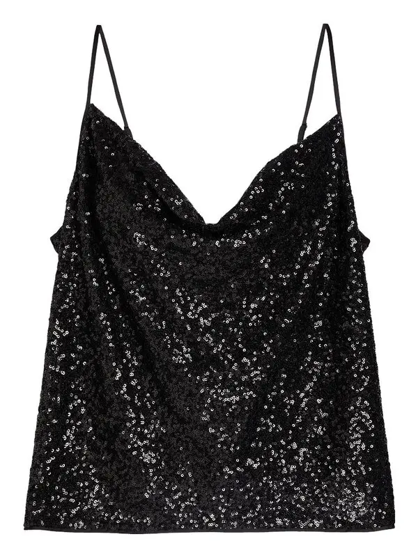 Diane Von Furstenberg Berlin Sequined Tulle Camisole - Black