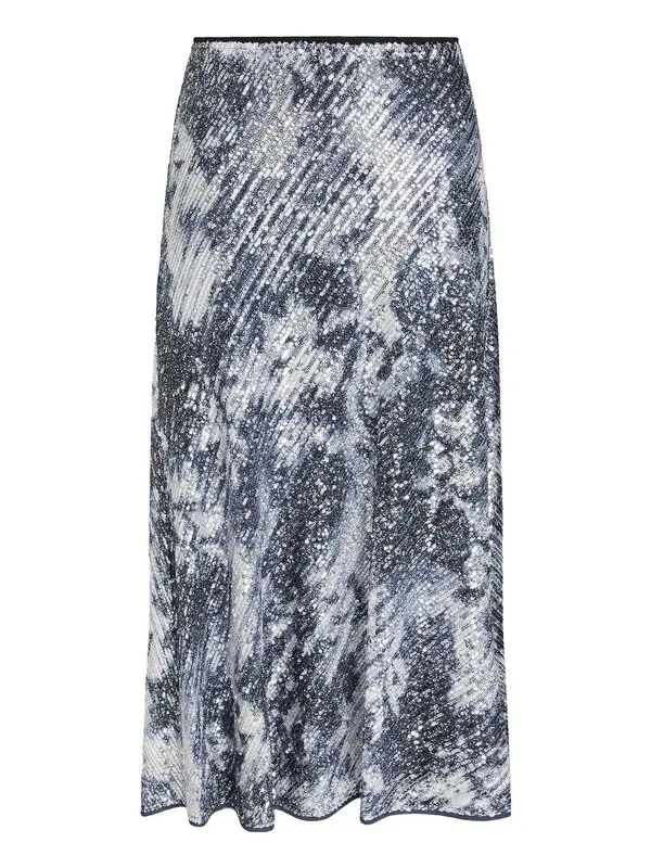 Diane Von Furstenberg Araminta Sequined Printed Midi Skirt - Silver