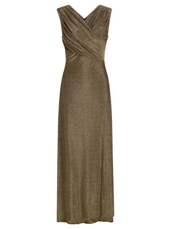 Diane Von Furstenberg Tomas Draped Metallic Jersey Maxi Dress - Brass