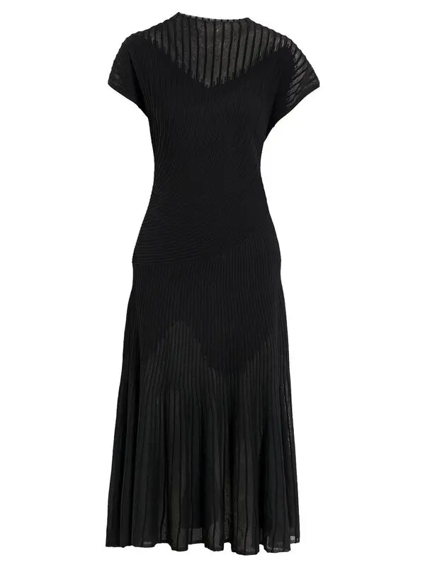 Diane Von Furstenberg Ribbed Jacquard-knit Midi Dress - Black