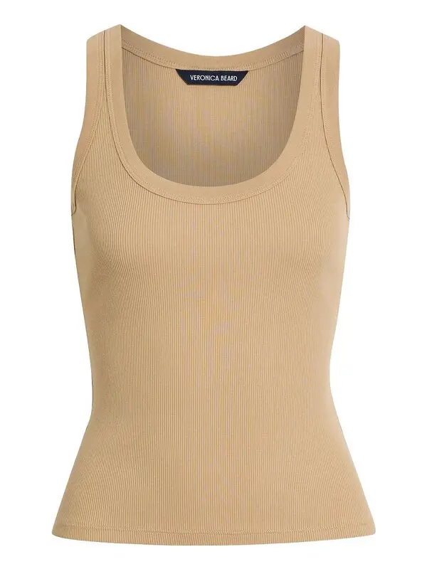 Veronica Beard Birke Ribbed Pima Cotton-blend Jersey Tank - Sand