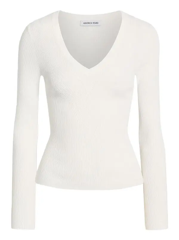 Veronica Beard Callie Ribbed-knit Sweater - Off-white