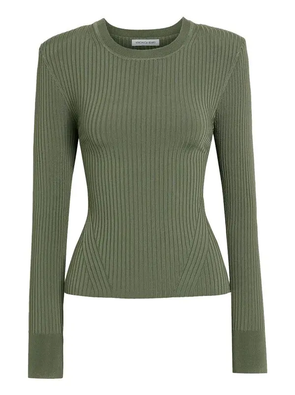 Veronica Beard Acara Ribbed-knit Top - Army Green