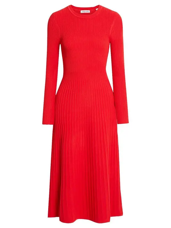 Veronica Beard Nami Pointelle And Ribbed-knit Midi Dress - Red