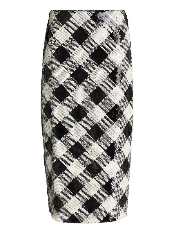 Veronica Beard Allora Checked Sequined Crepe Midi Skirt - Black