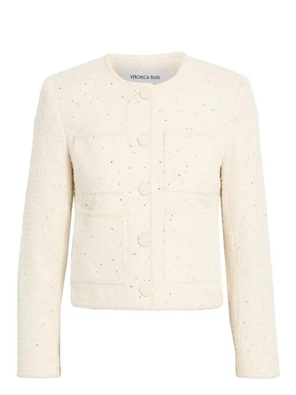 Veronica Beard Darla Sequin-embellished Tweed Jacket - Off-white