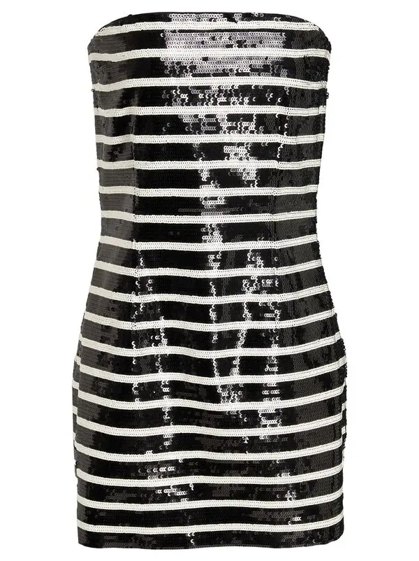 Veronica Beard Cala Strapless Striped Mini Dress - Black