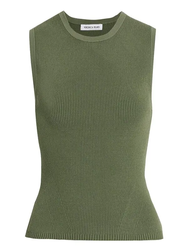 Veronica Beard Sid Ribbed-knit Top - Army Green