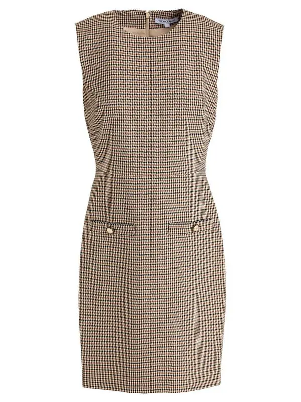 Veronica Beard Yumi Houndstooth Twill Mini Dress - Sand