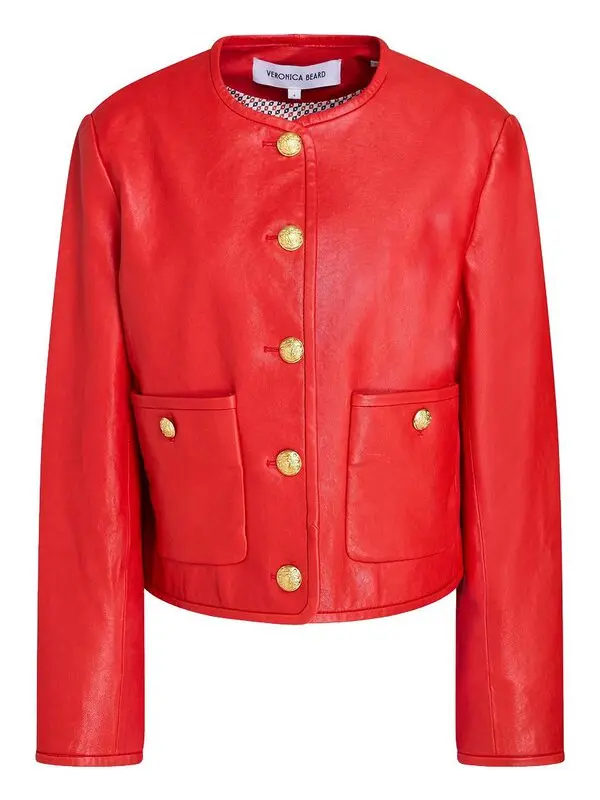 Veronica Beard Andrea Leather Jacket - Red