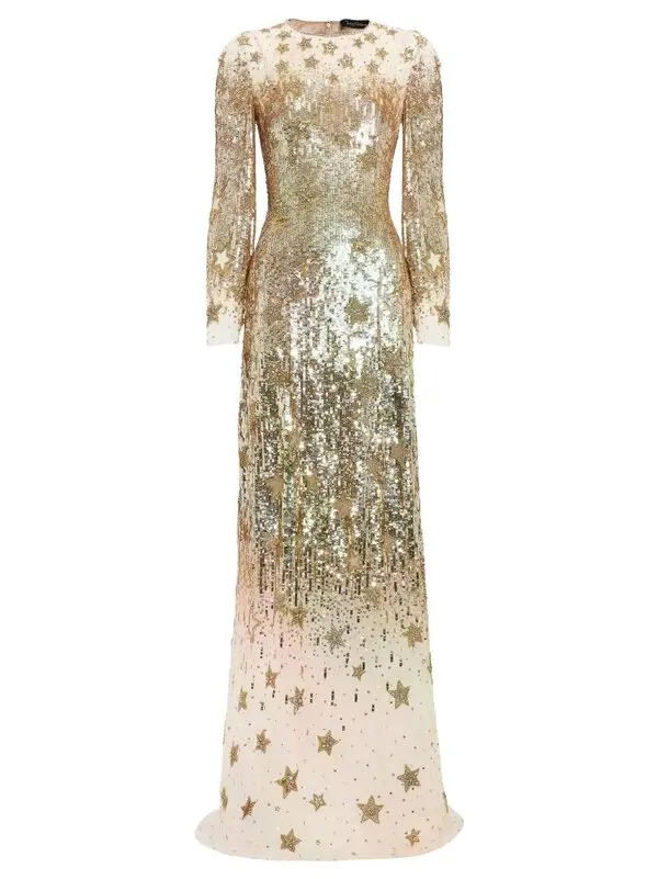 Jenny Packham Galatic Sequin Embellished Gown - Yellow