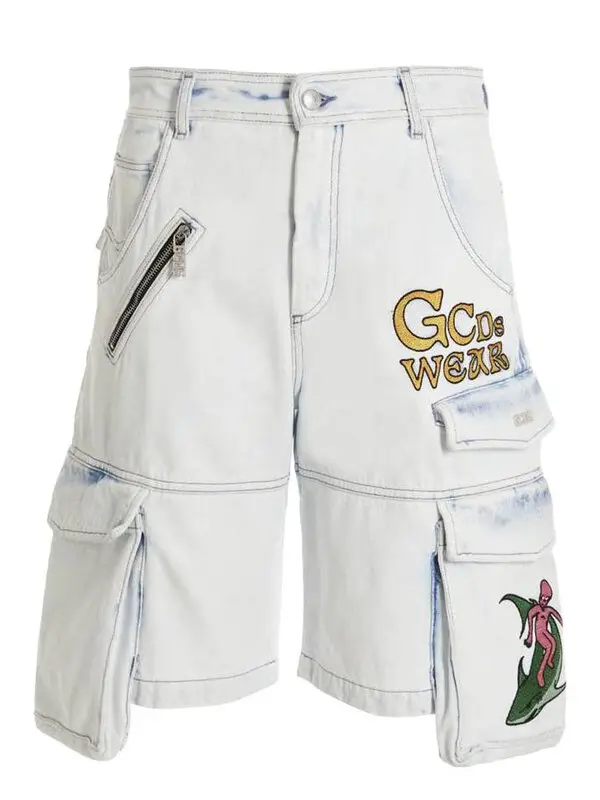 Gcds Ultracargo' Embroidered Bermuda Shorts - Blue