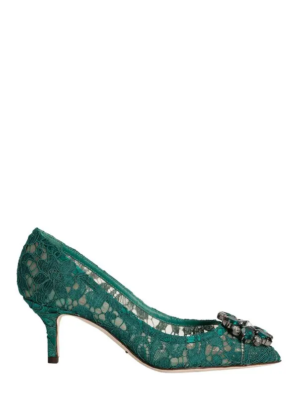 Dolce & Gabbana Lace Pumps With Brooch - Green