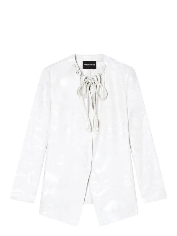 Giorgio Armani Moiré Linen-blend Jacket - White