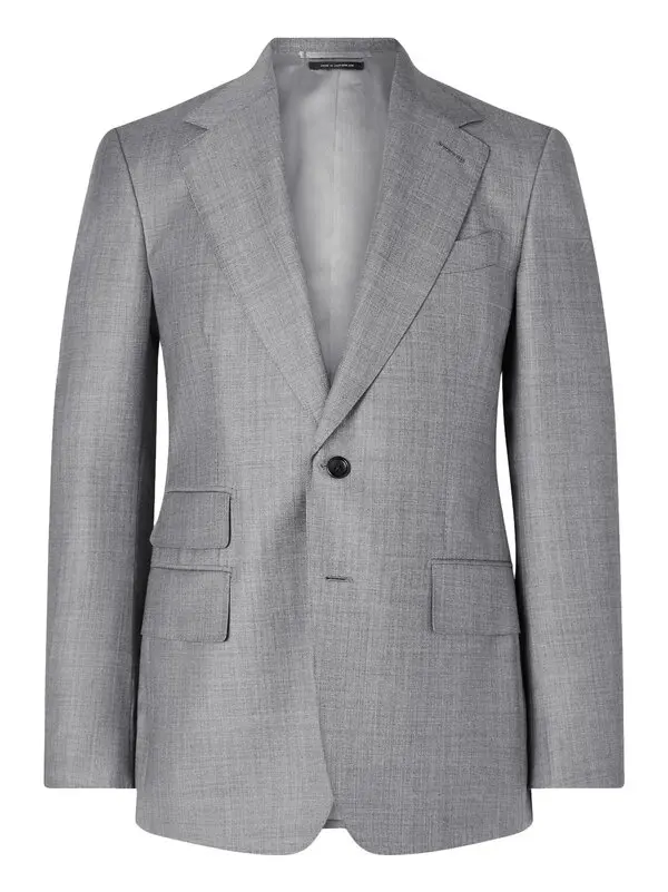 TOM FORD Shelton Super 110s Wool Blazer - Gray