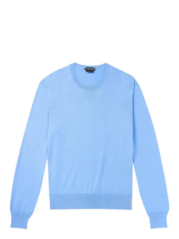 TOM FORD Cotton Crewneck Sweater - Blue