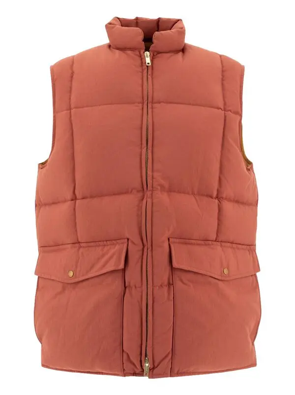 BEAMS Oxford Nylon Sleeveless Down Jacket - Red