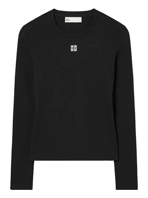 Tory Burch Cotton Logo Long-sleeve Shirt - Black