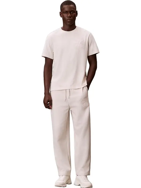Calvin Klein Fleece Velvet Monologo Sweatpants - Chalk