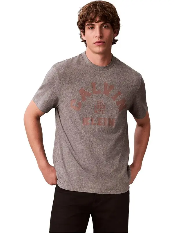 Calvin Klein Varsity Logo Graphic Relaxed T-shirt - Med Grey Htr