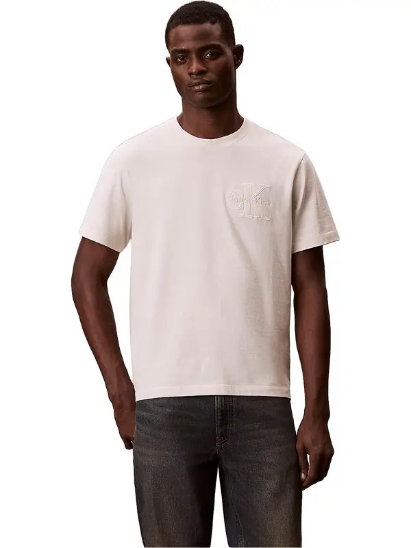 Calvin Klein Velvet Monologo Relaxed T-shirt - Chalk