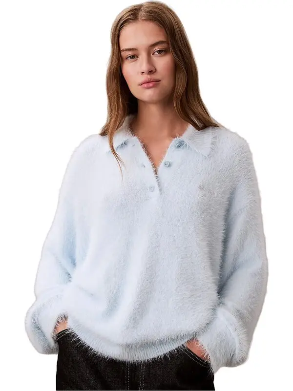 Calvin Klein Relaxed Polo Sweater - Keepsake Blue