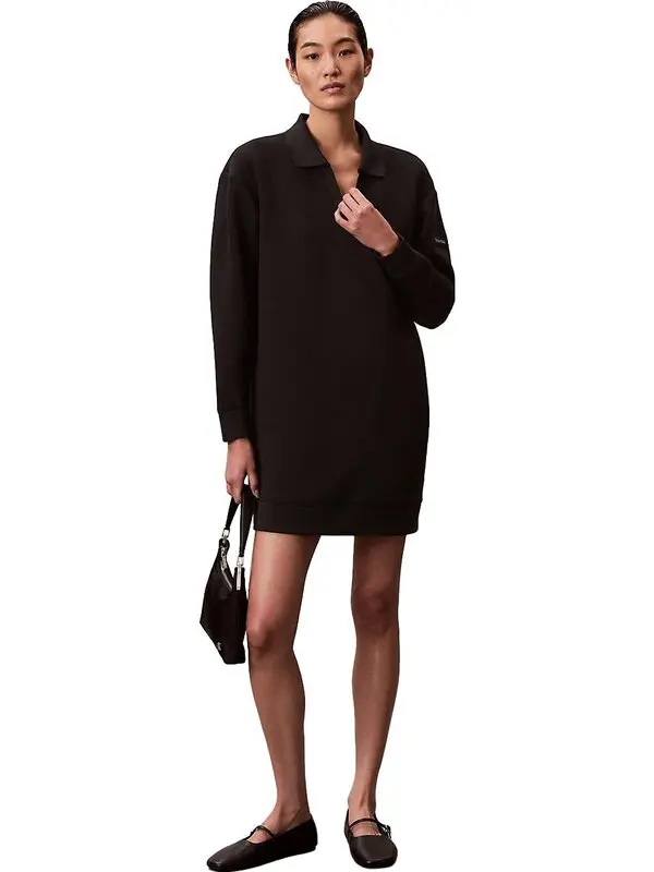 Calvin Klein Mini Polo Sweatshirt Dress - Black