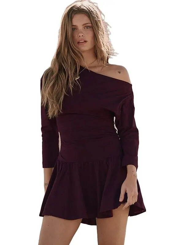 Free People Junie Drop-waist Mini Dress - Fig