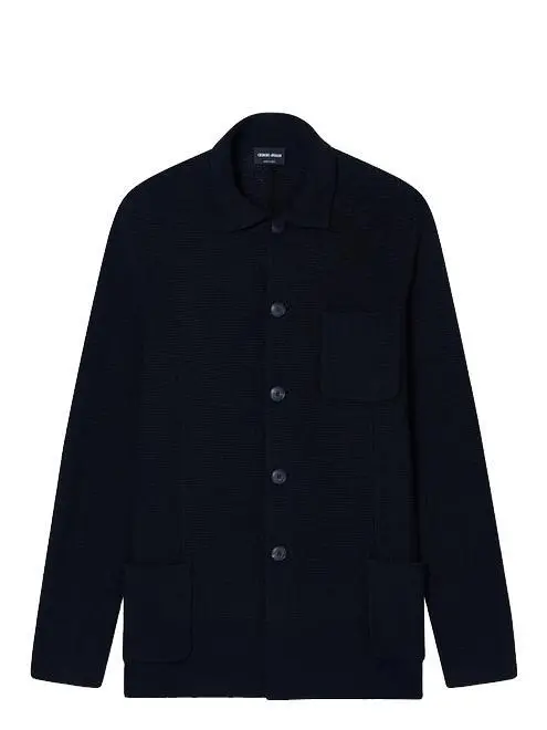 Giorgio Armani Single-breasted Knit Jacket - Black