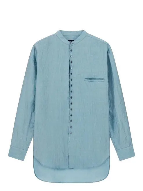 Giorgio Armani Linen-blend Shirt - Blue