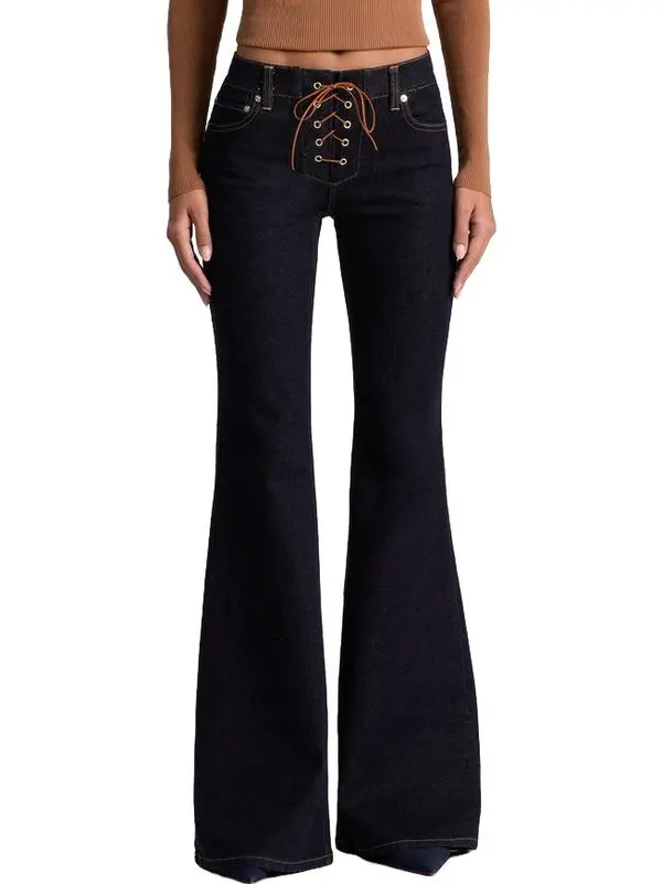 Alice + Olivia Delilah Lace Up Jean - Denim / Navy