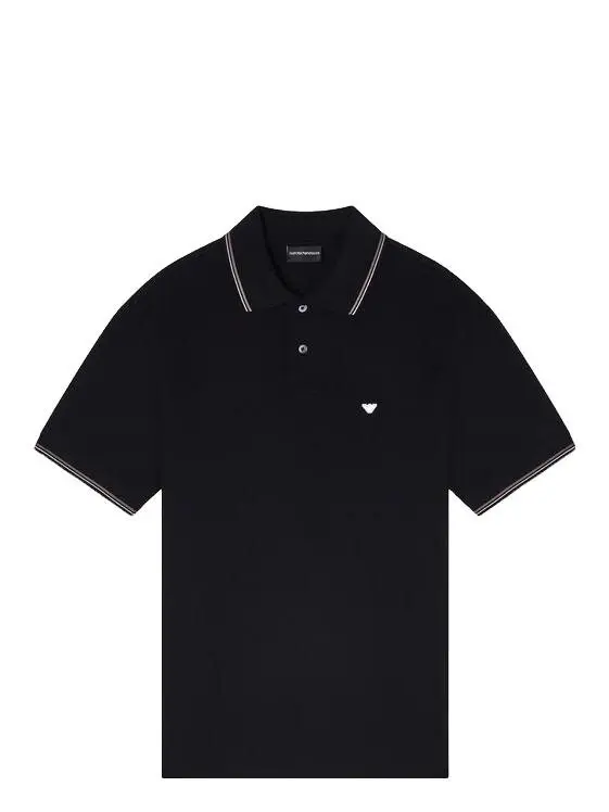 Emporio Armani Cotton Jersey Polo Shirt - Black