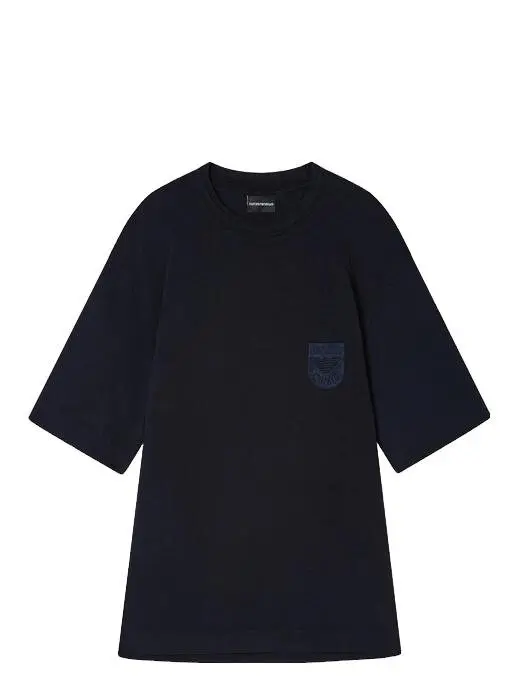 Emporio Armani Heavy Jersey T-shirt With Shield Embroidery - Navy