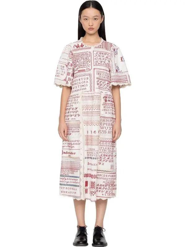 Sea Kit Embroidered Midi Dress - White