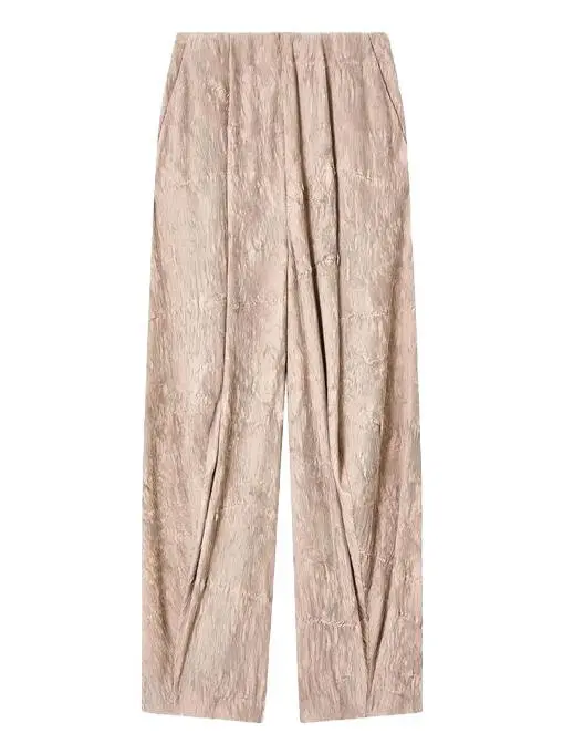 Giorgio Armani Micro-pleated Wide-leg Trousers - Brown / Neutral
