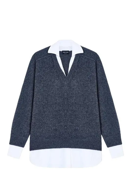 Giorgio Armani Cashmere Jumper With Shirt Details - Black / White / Pink / Gray