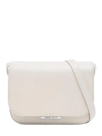 Giorgio Armani Medium Leather Shoulder Bag - White