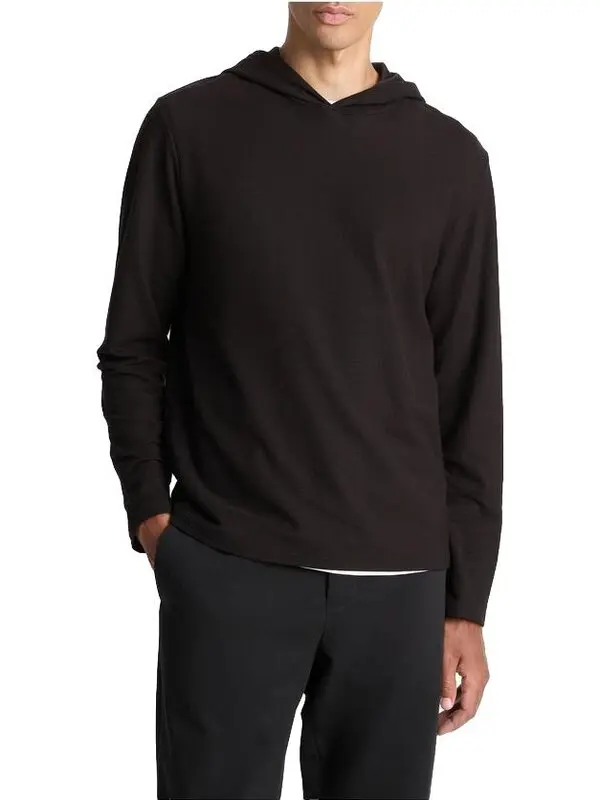 Vince Pima Cotton Piqué Hoodie - Black