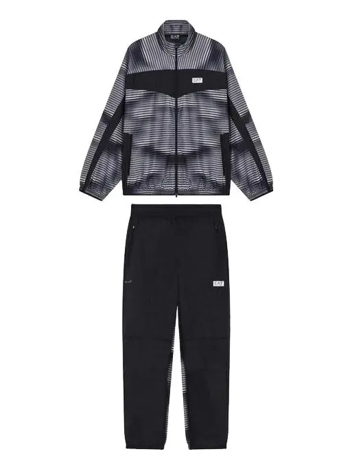 Emporio Armani Dynamic Athlete Tracksuit In Ventus7 Technical Fabric With Print - Black