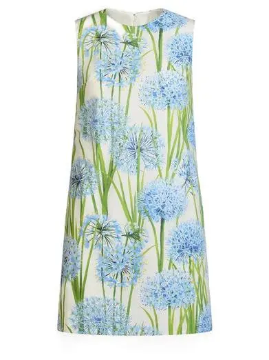 Oscar De La Renta Allium Cotton Poplin Sleeveless Shift Dress - Natural