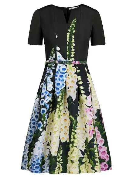 Oscar De La Renta Degradé Foxglove Split-neck Dress - Black