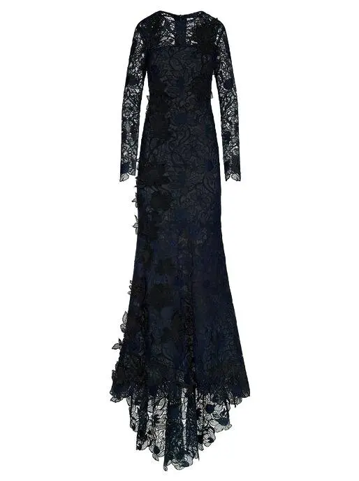 Oscar De La Renta Corded Botanical Guipure Gown - Floral