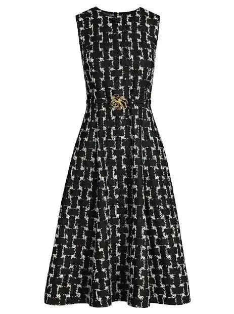 Oscar De La Renta Woven Jacquard Midi Dress - Denim