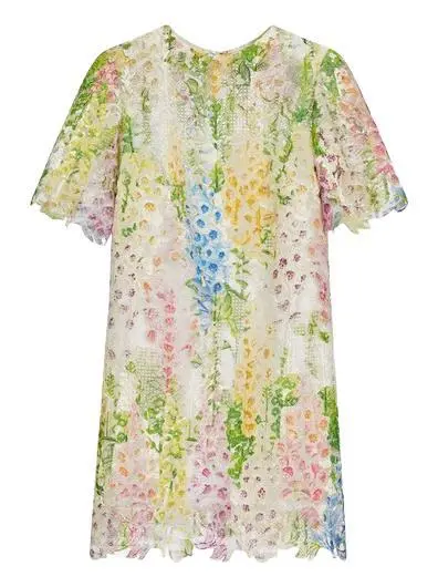 Oscar De La Renta Foxglove Guipure Shift Dress - Natural