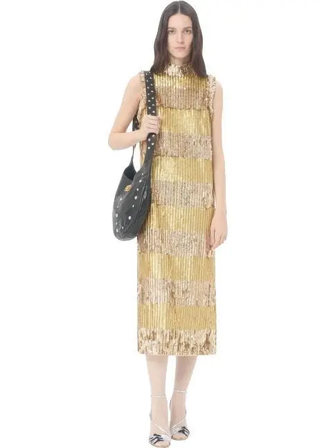 Valentino Garavani Embroidered Tulle Illusione Midi Dress - Silver